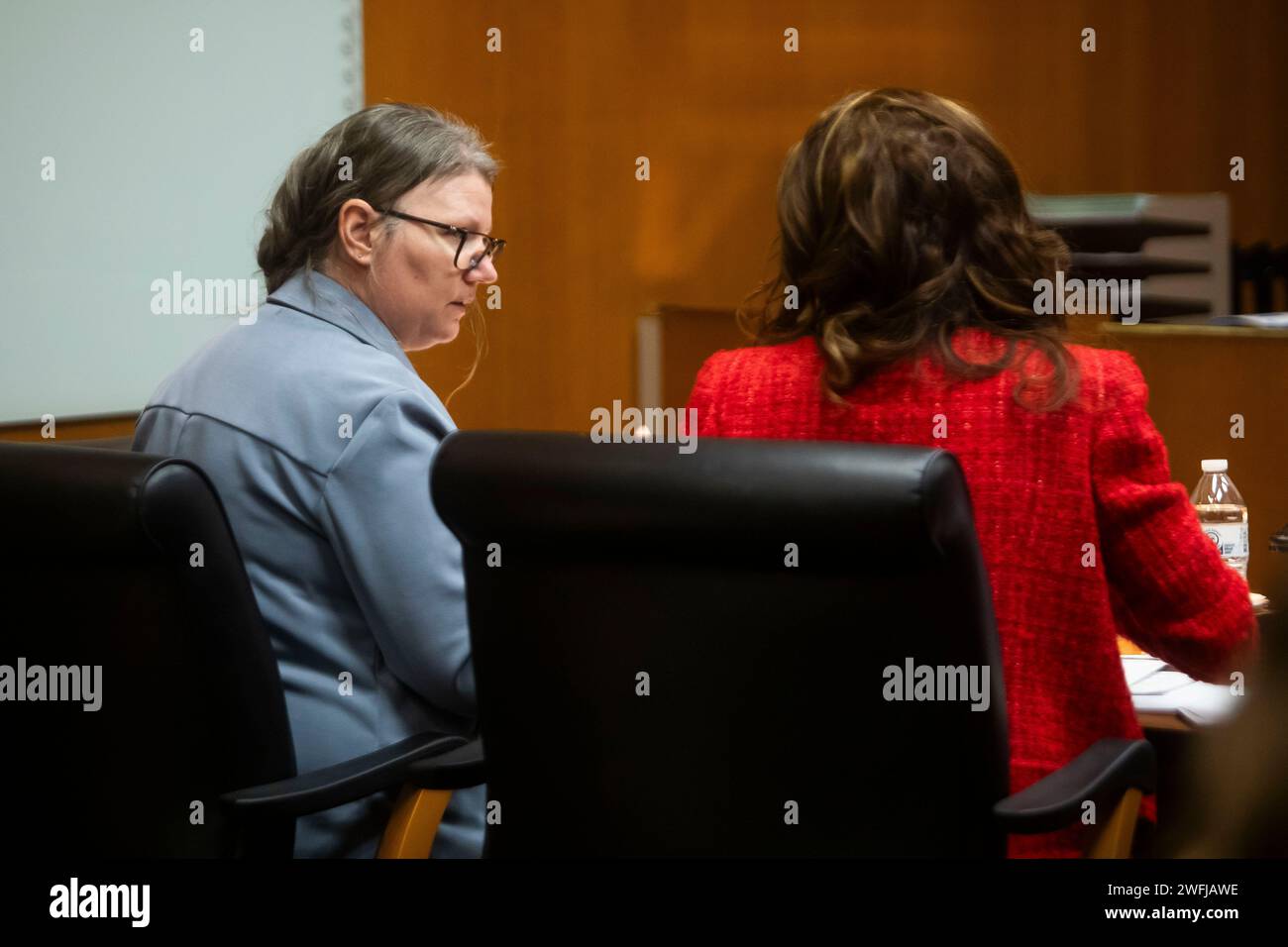 Defendant Jennifer Crumbley, left, chats with her attorney during her ...