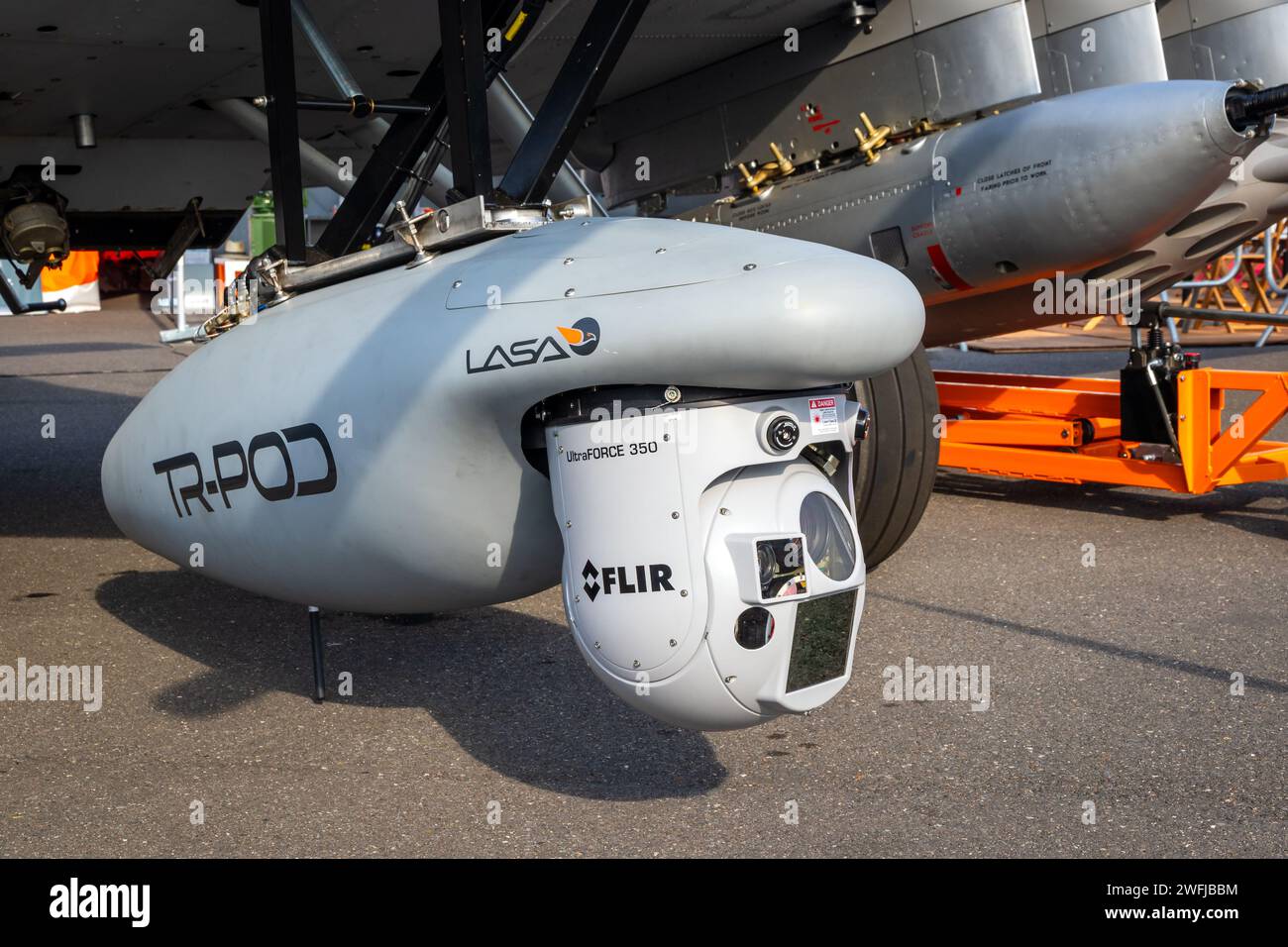 UltraForce 350 multi-Sensor surveillance pod under an airplane. Paris ...