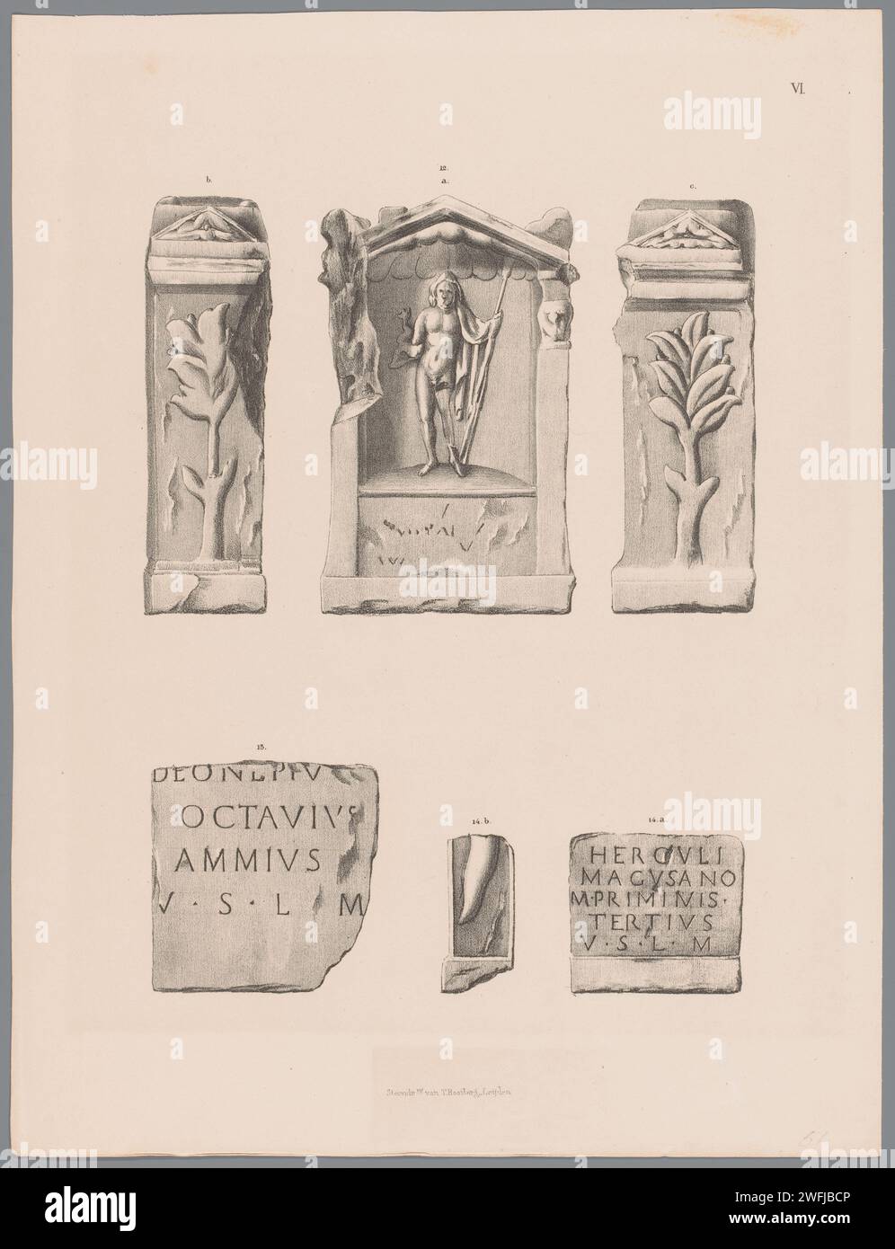 Altar with Neptunus and text fragments, pl. 6, Tiemen Hooberg, 1843 ...