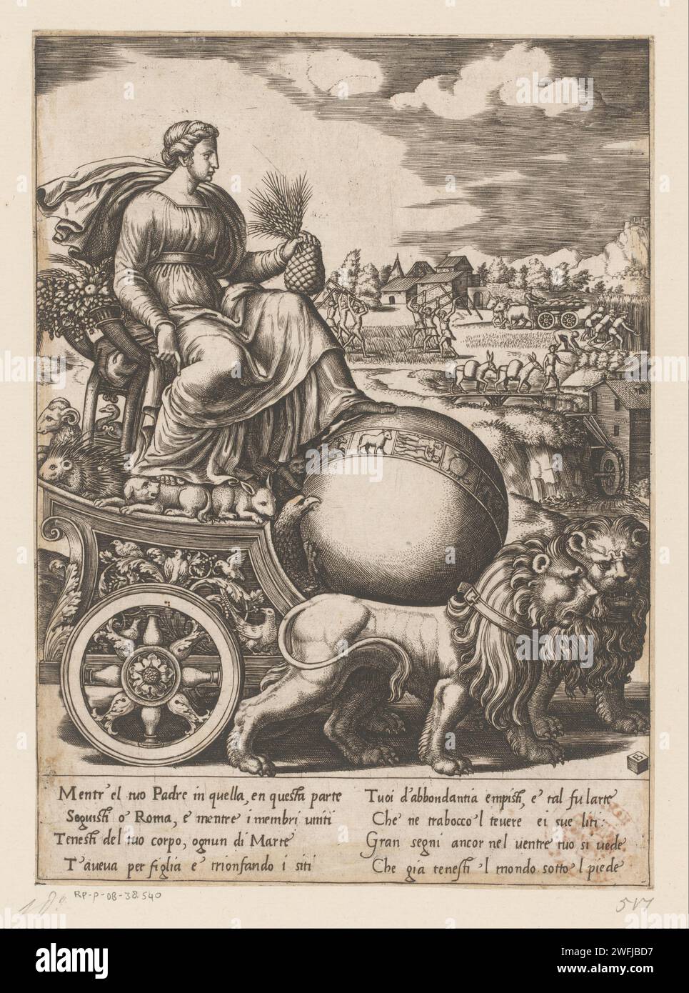 Cybele on her car, master of the dice, after bingassare peruzzi, c ...