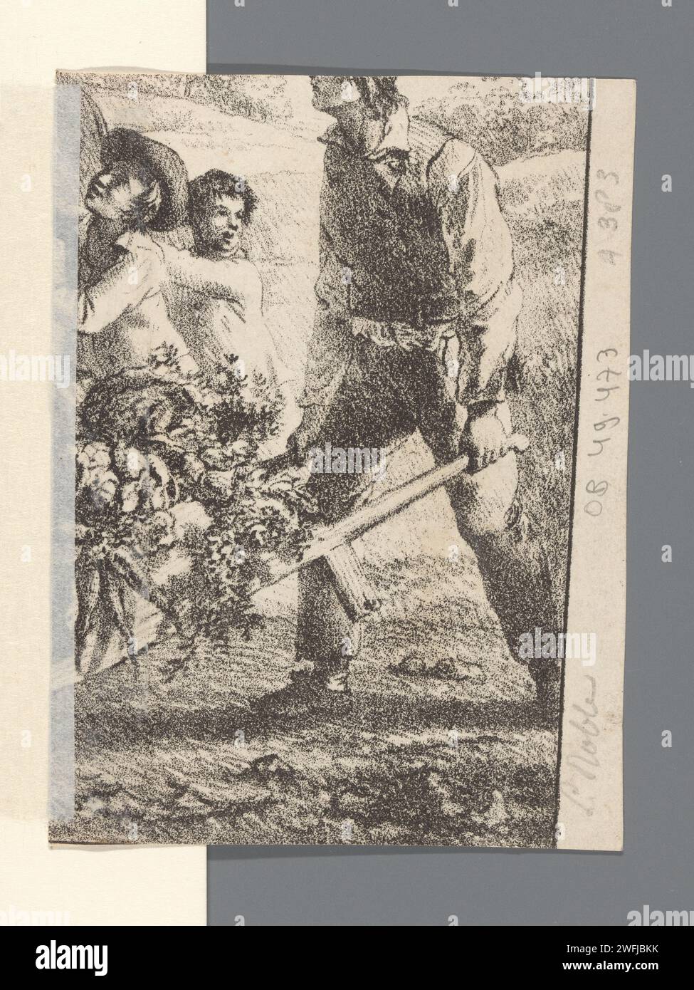 Figure with fully loaded wheelbarrow, Louis Robbe (Possible), 1816 ...