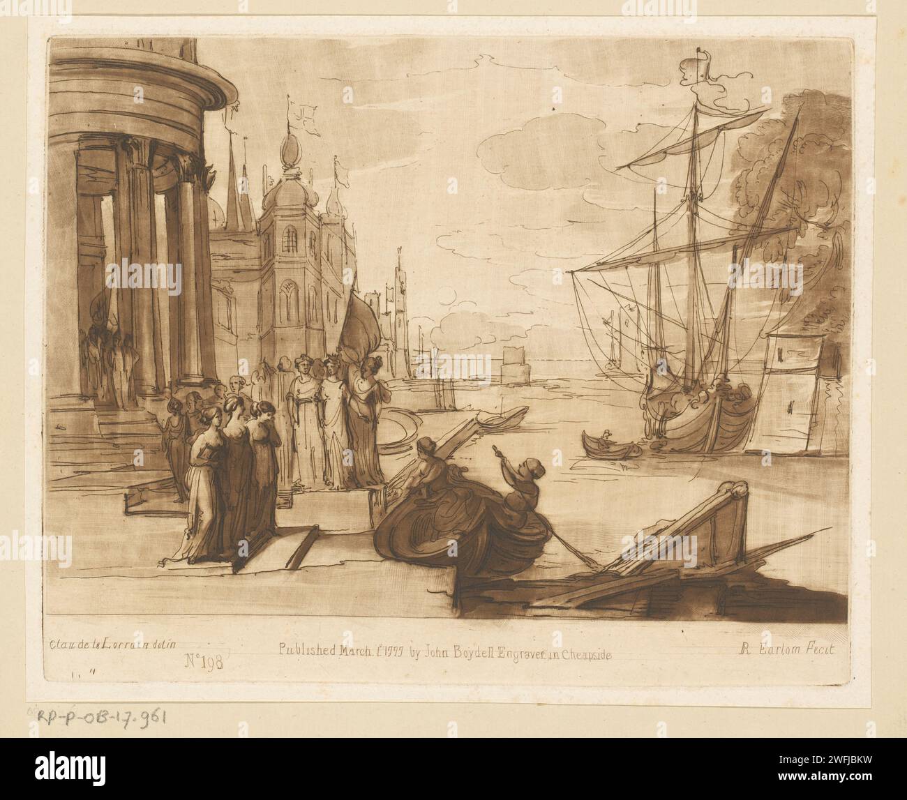 Seaport with embarkation of H. Ursula and her virgins, Richard Earlom ...