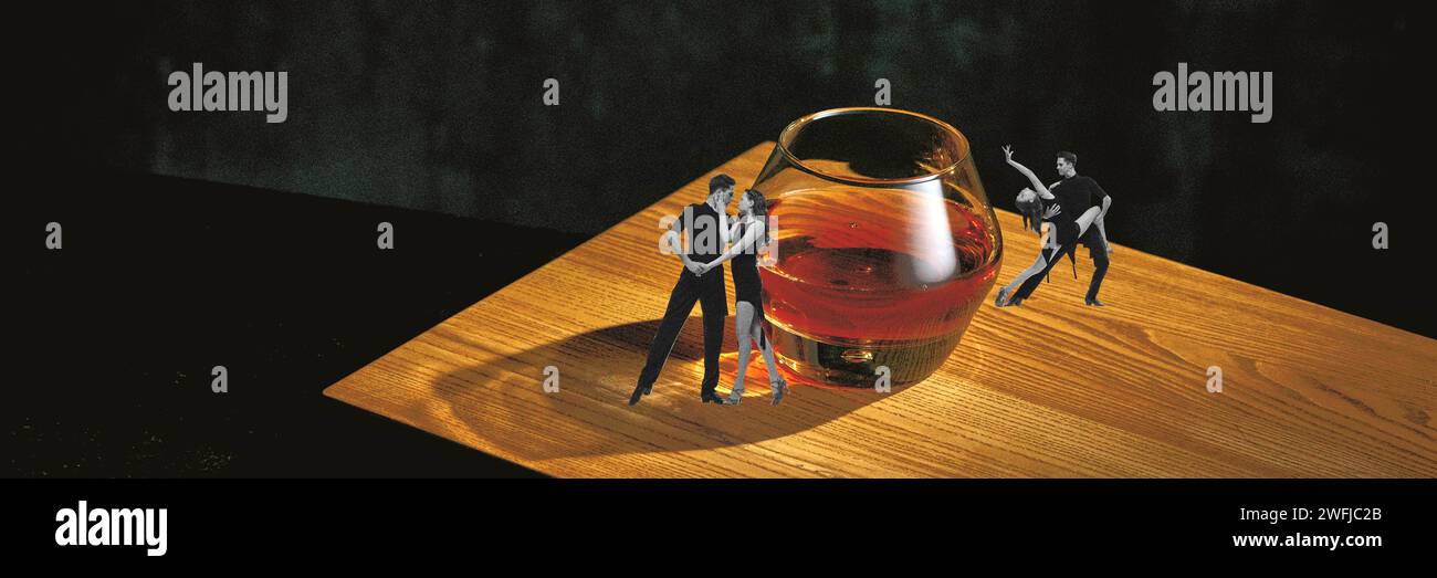 Two passionate, artistic couples, man and woman dancing romantic dance ...