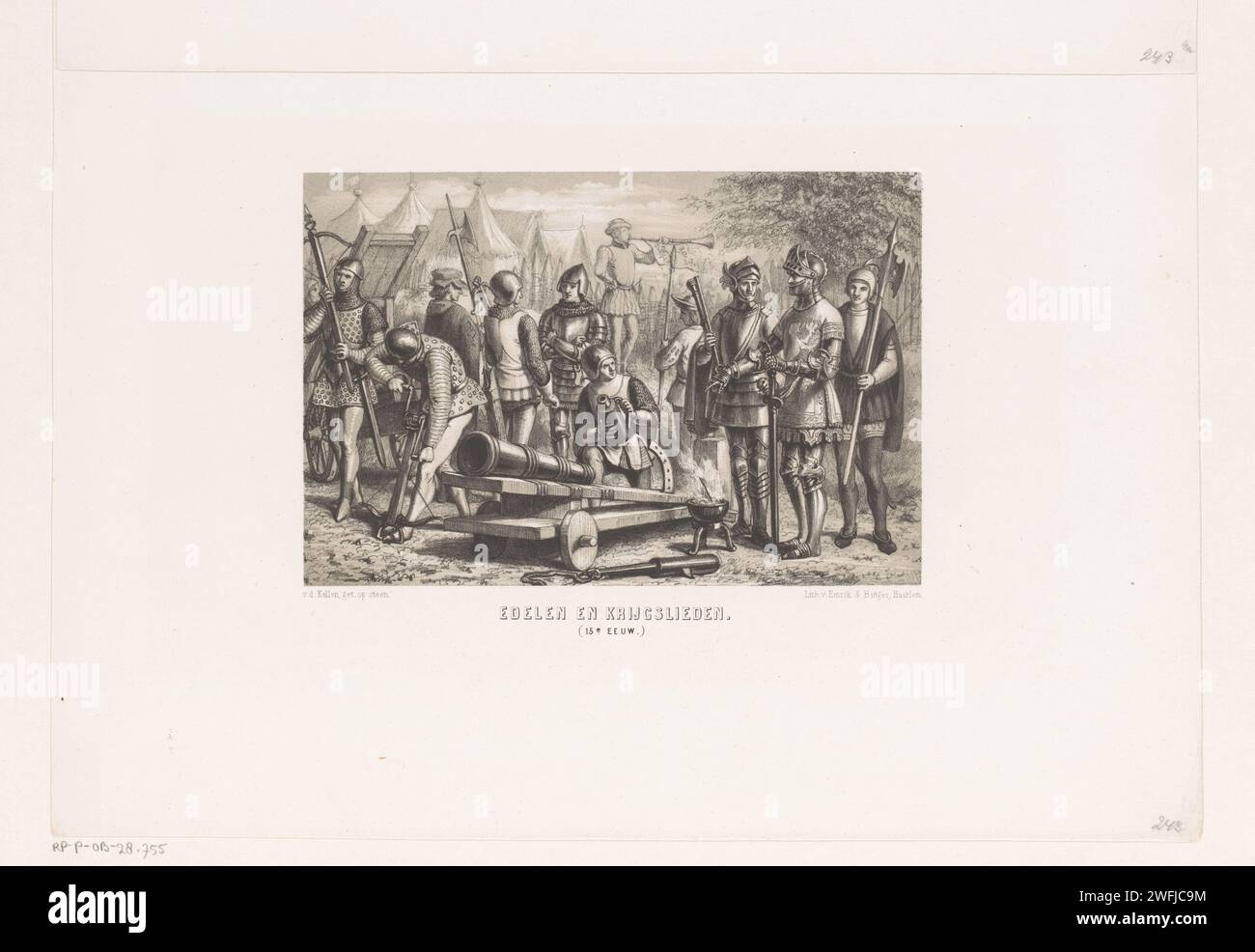 Knights at a cannon, David van der Kellen (1827-1895), 1859 - 1864 ...