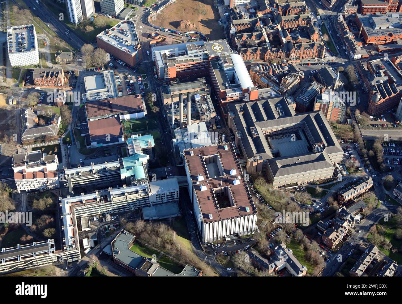 aerial view of Leeds General Infirmary, LGI, in Leeds city centre Stock ...
