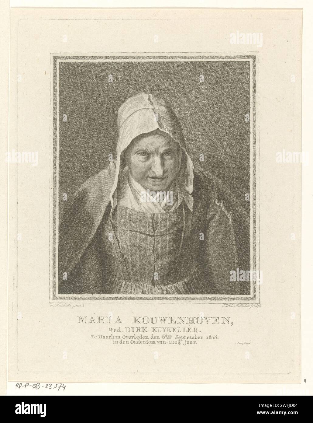Portrait of Maria Kouwenhoven, Pieter van der Meulen, after Wybrand ...