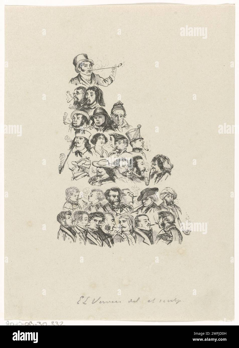 Pyramid of various smoking figures, Elchanon Verveer, 1836 - 1900 print ...