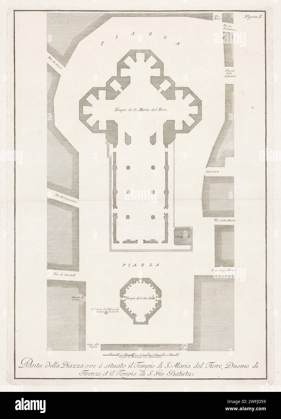 Plattegrond Van Het Piazza del Duomo Te Florence, Bernardo Sansone ...