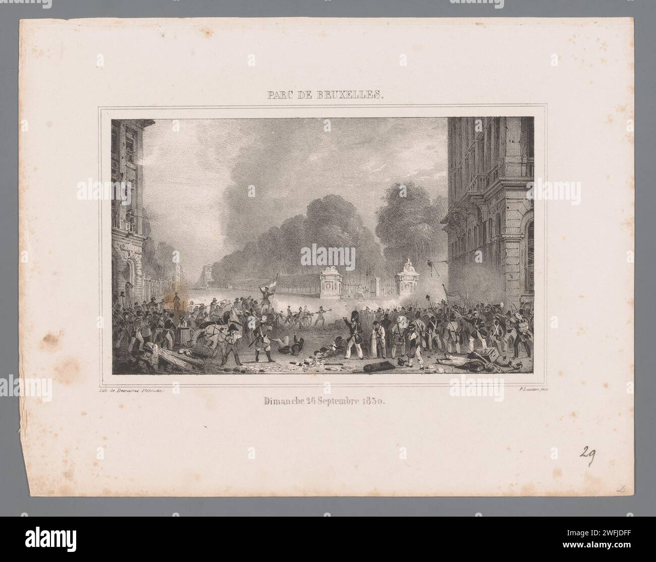 Fighting at the Warandepark, Paulus Lauters, 1830 - 1831 print Fights ...