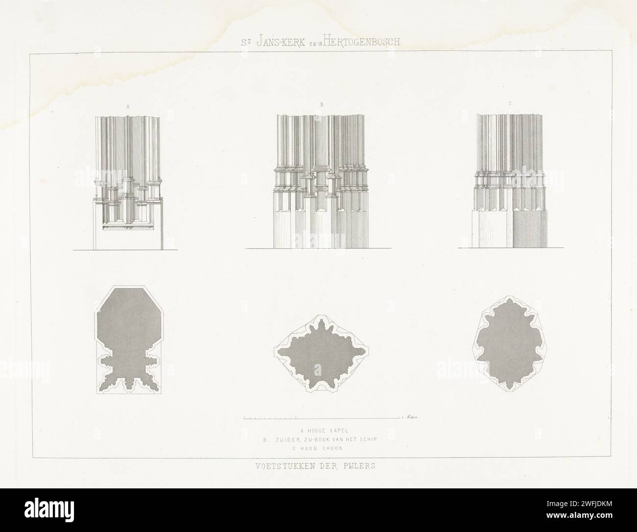Cross -section and side view of pillar footpieces, Petrus Johannes ...