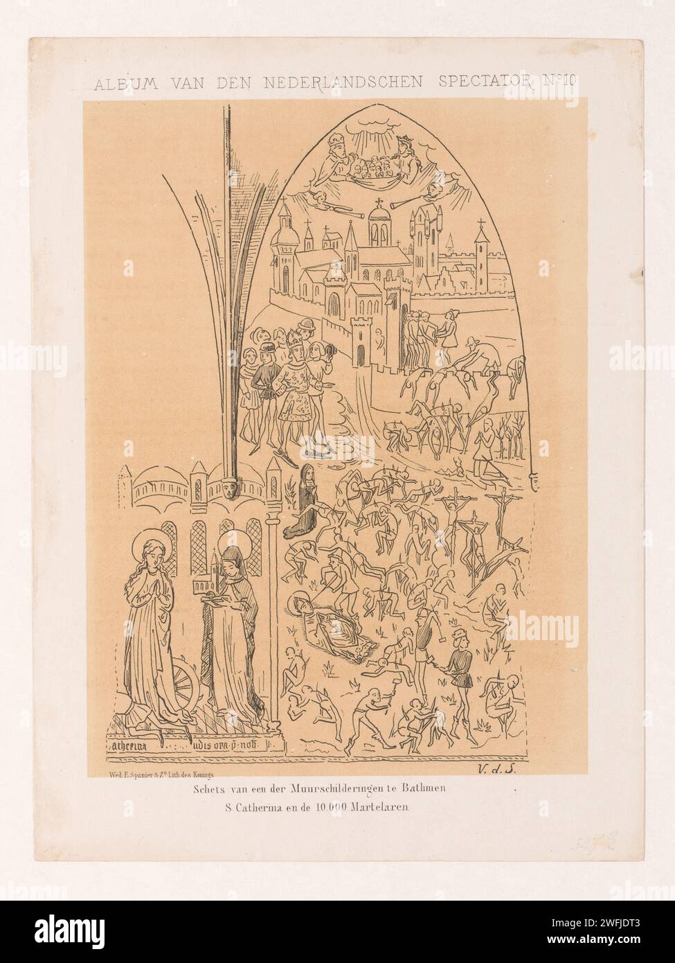 Sketch of mural with the presentation of Catherina and the 10,000 ...