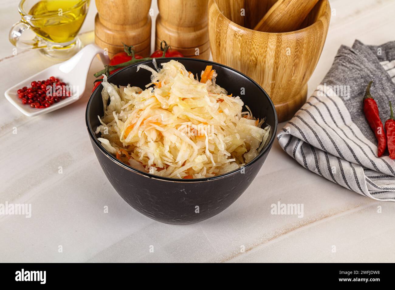 Homemade fermented cabbage with carrot Sauerkraut Stock Photo - Alamy