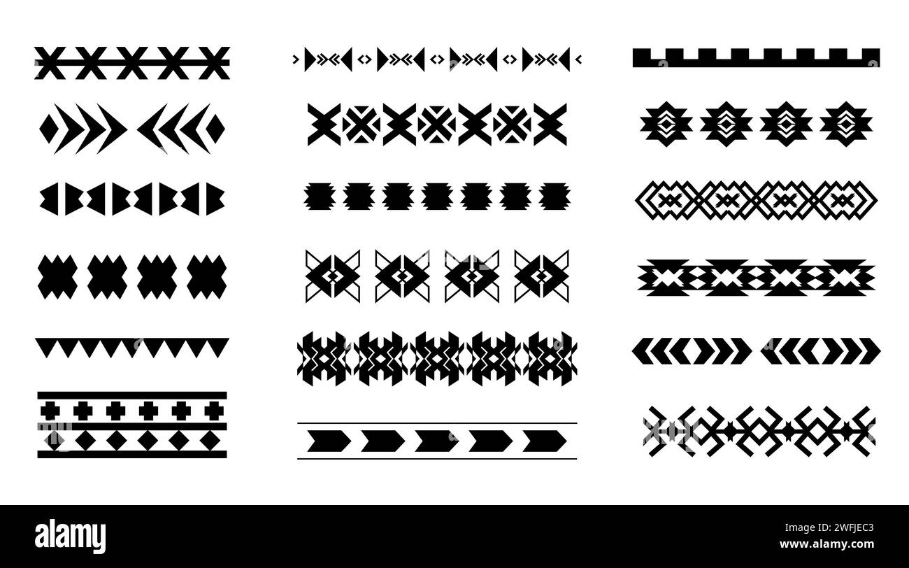 Aztec Navajo Borders Set Southwestern Art Symbols Stock Vector Image ...