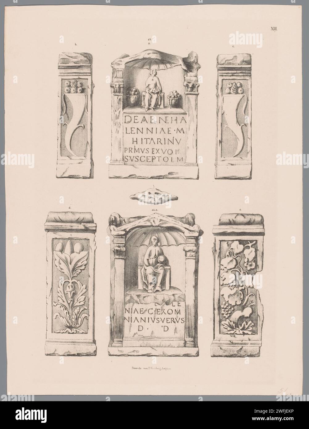 Two Nehalennia altars, pl. XIII, Tiemen Hooberg, 1843 - 1845 print Two ...