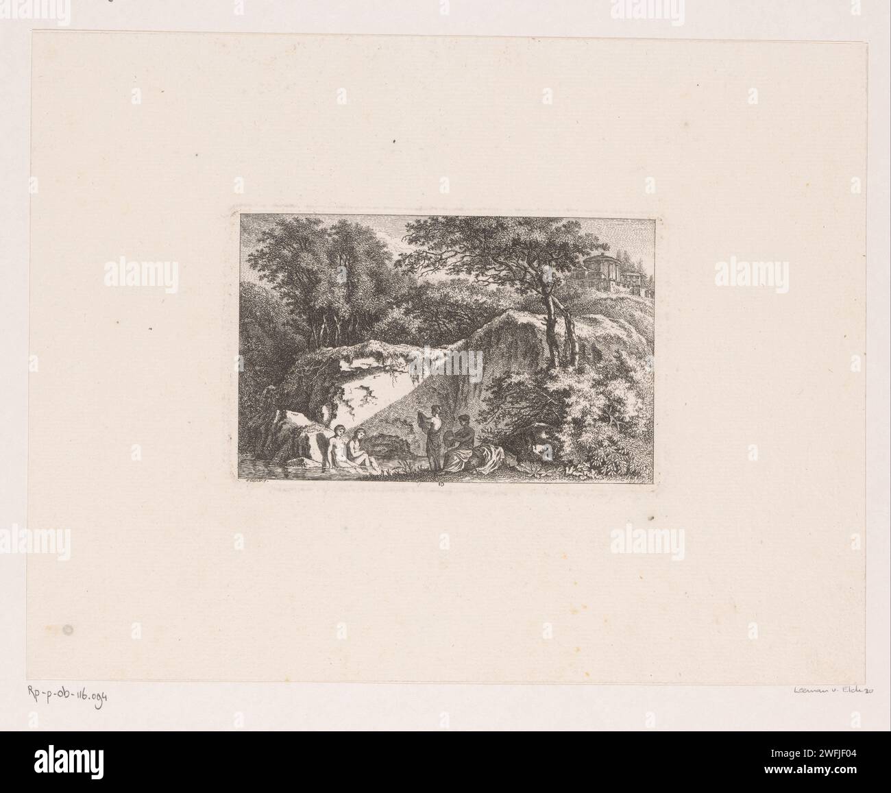 Four bathing women in an arcadian landscape, Salomon Gesner, 1767 ...