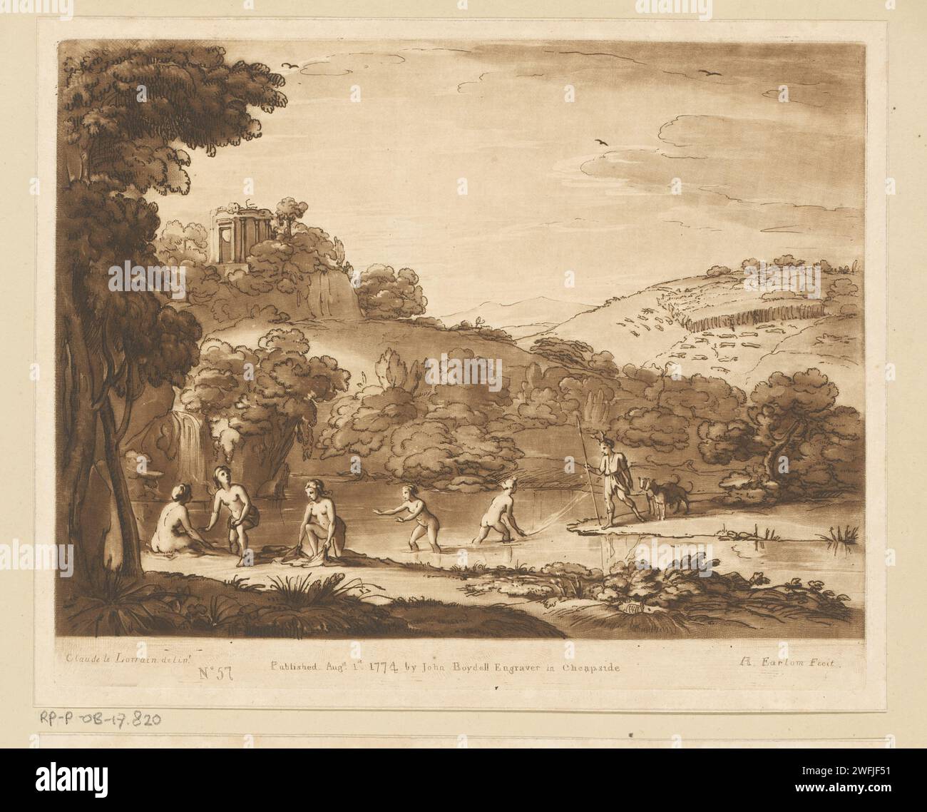 Landscape with Actaeon and Diana and her nymphs, Richard Earlom, After ...