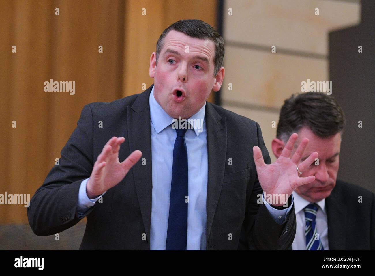 Edinburgh Scotland, UK 31 January 2024 Douglas Ross MSP speaks at ...