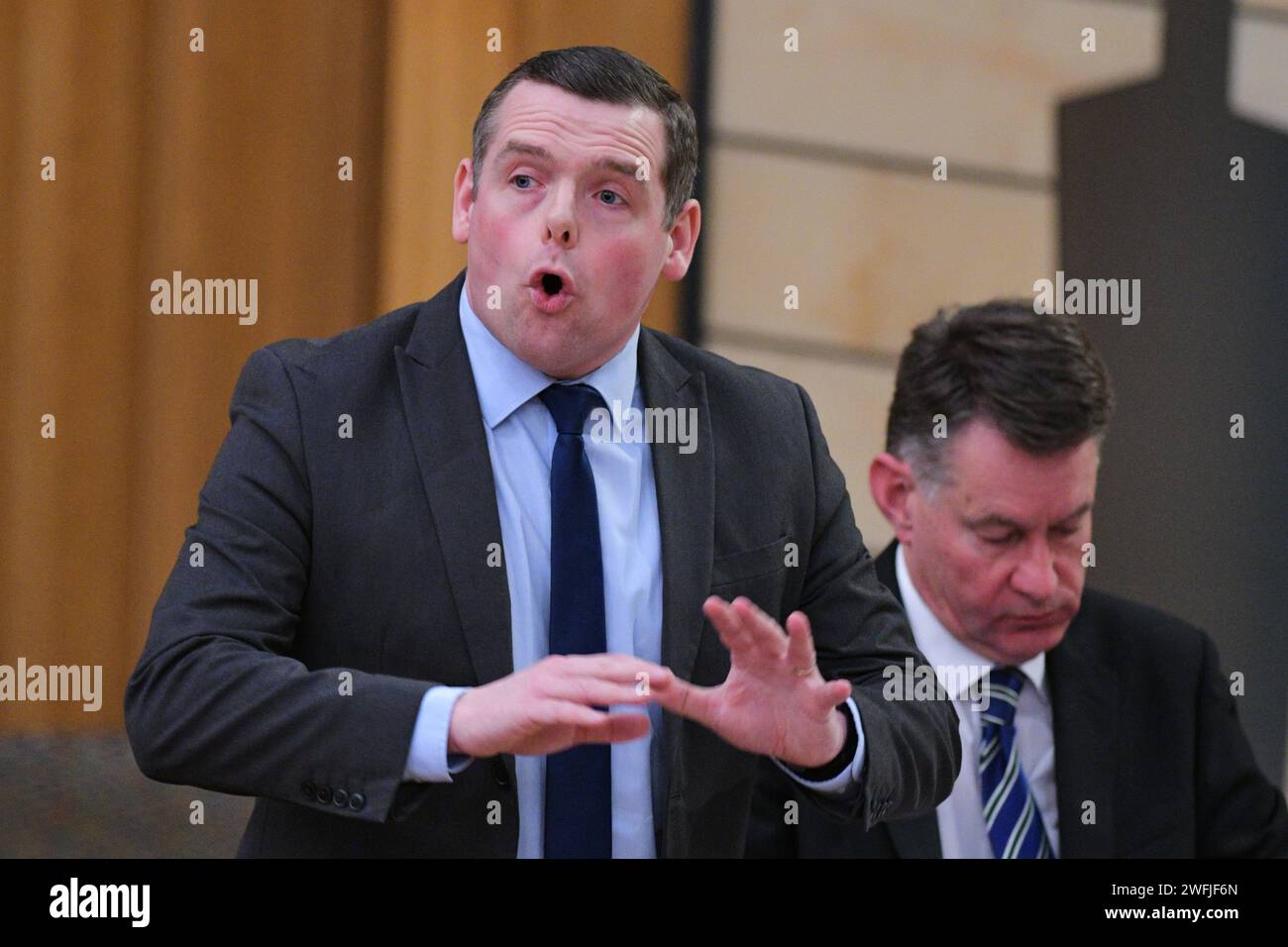 Edinburgh Scotland, UK 31 January 2024 Douglas Ross MSP speaks at ...