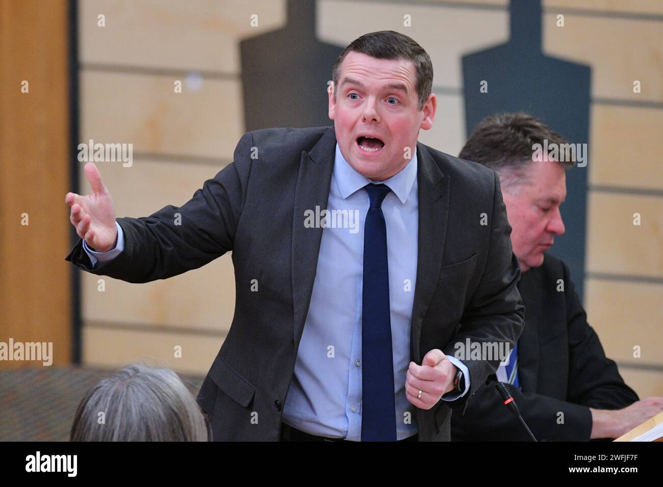 Edinburgh Scotland, UK 31 January 2024 Douglas Ross MSP speaks at ...