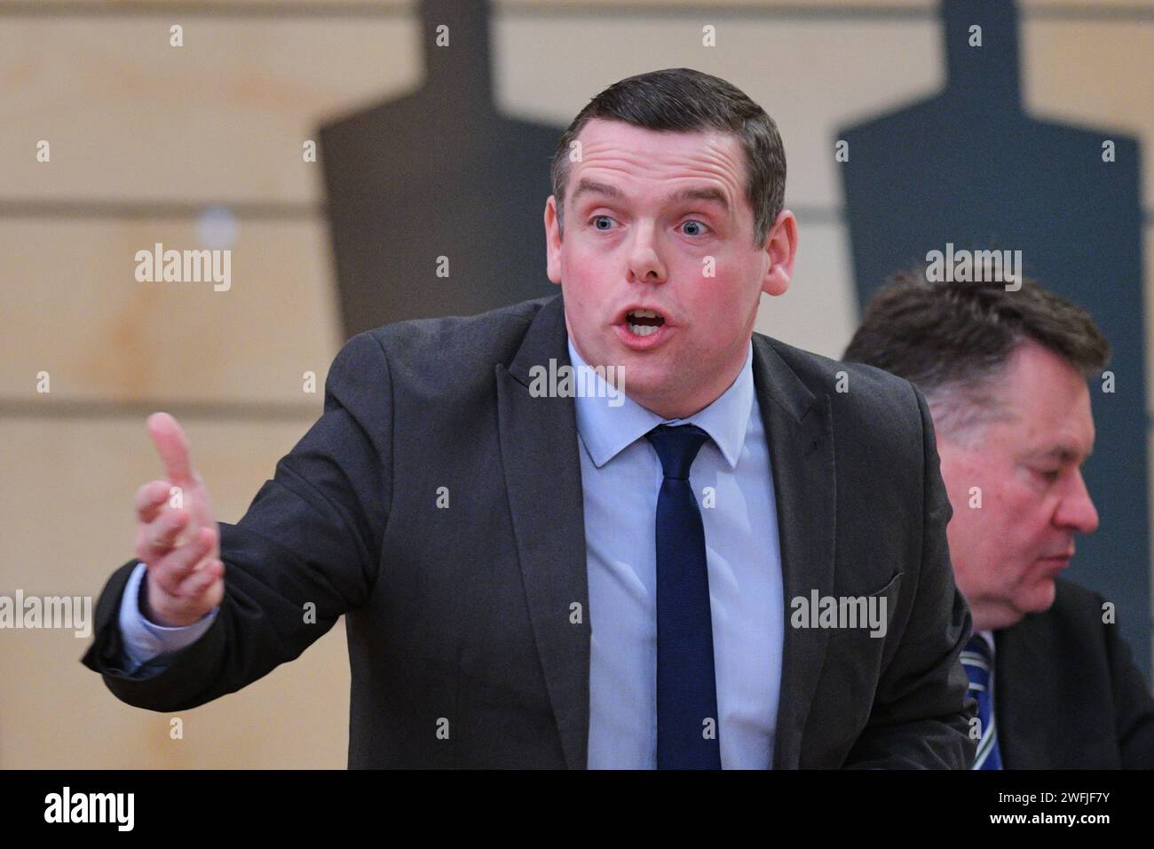 Edinburgh Scotland, UK 31 January 2024 Douglas Ross MSP speaks at ...