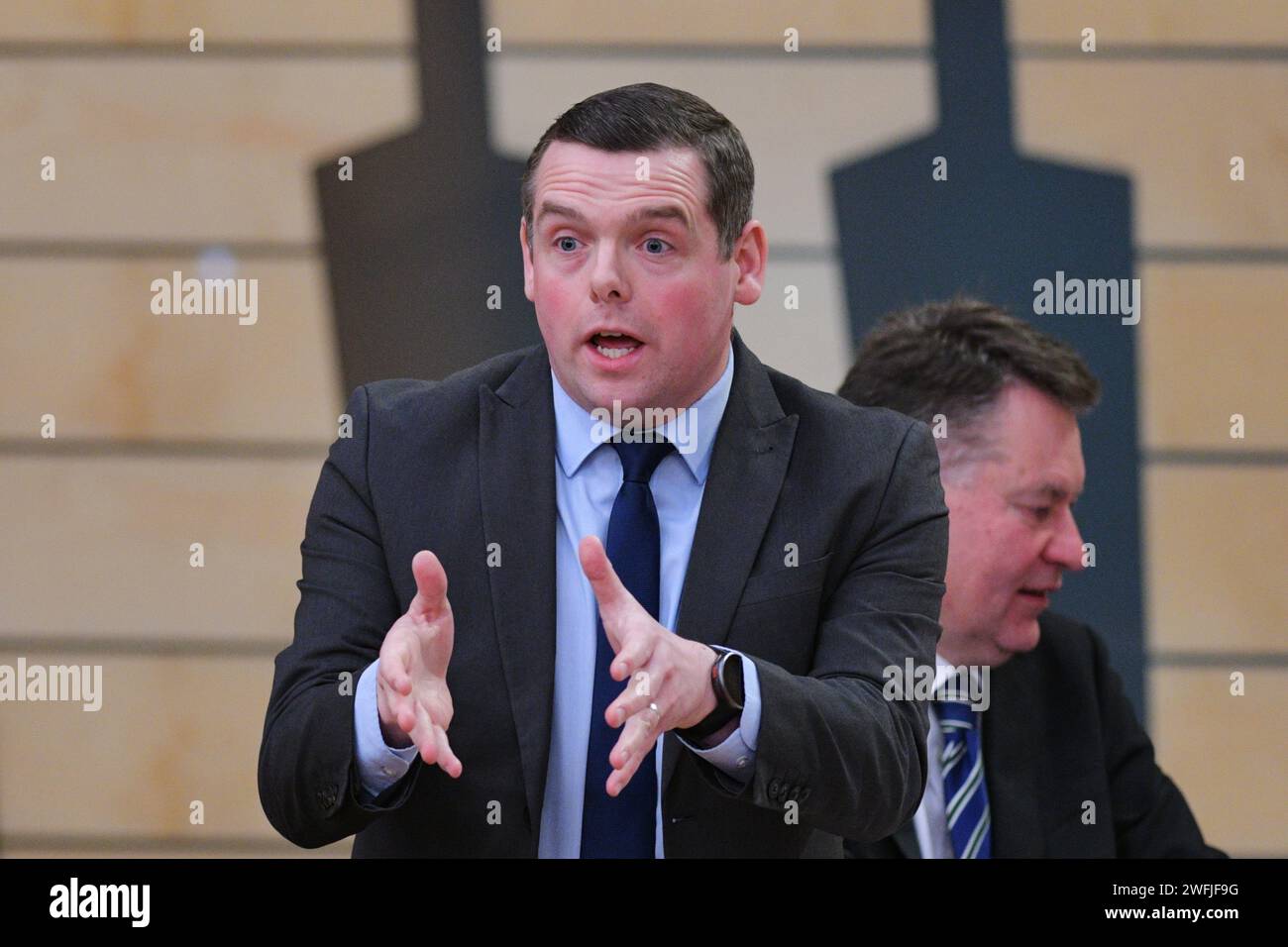 Edinburgh Scotland, UK 31 January 2024 Douglas Ross MSP speaks at ...