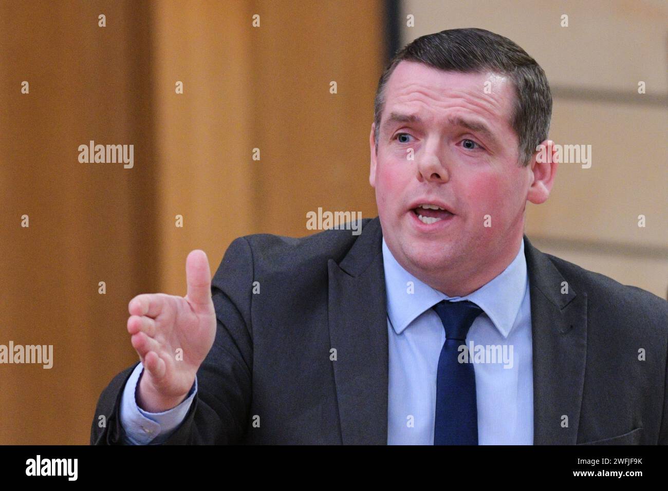 Edinburgh Scotland, UK 31 January 2024 Douglas Ross MSP speaks at ...