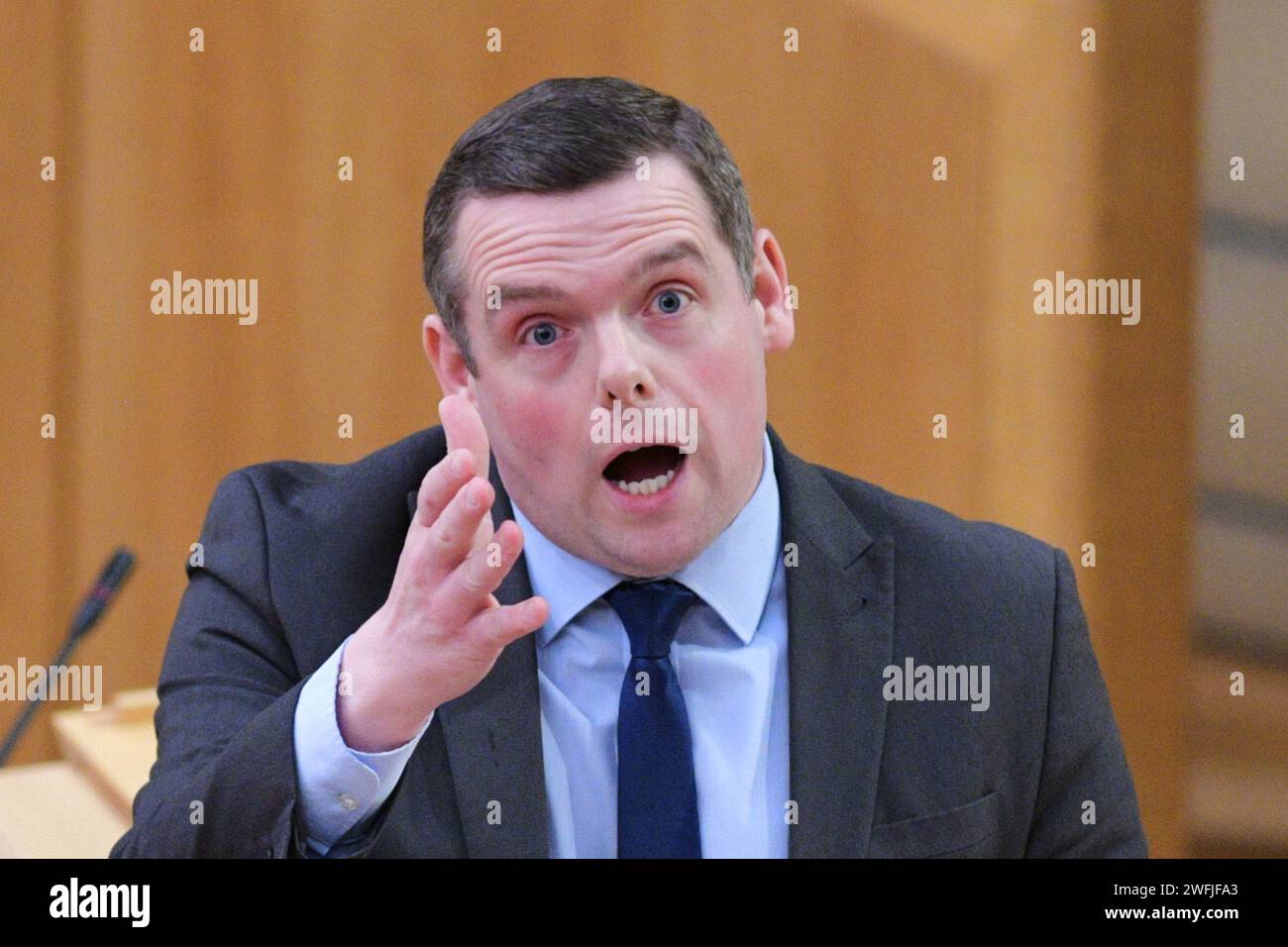 Edinburgh Scotland, UK 31 January 2024 Douglas Ross MSP speaks at ...