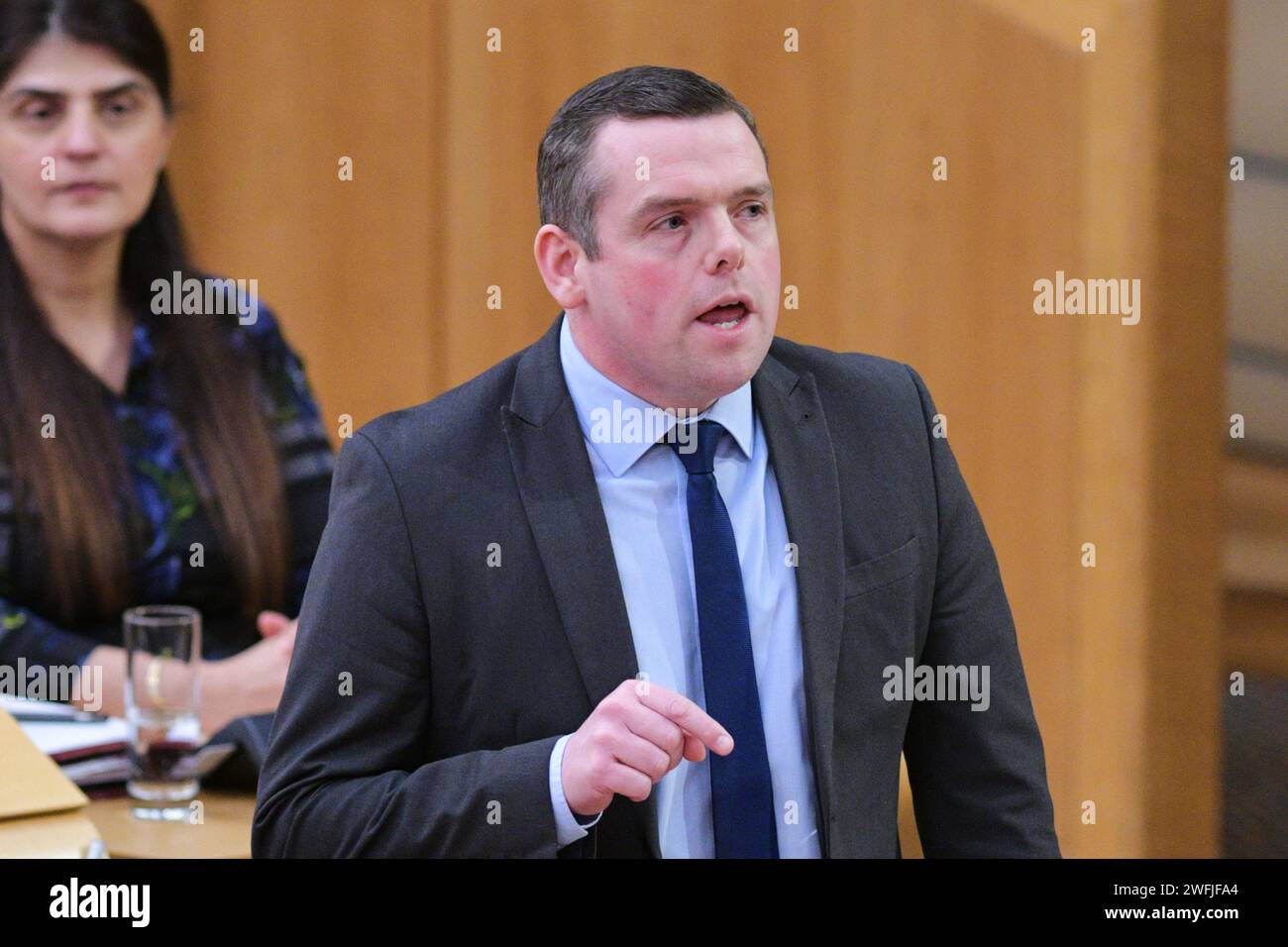 Edinburgh Scotland, UK 31 January 2024 Douglas Ross MSP speaks at ...