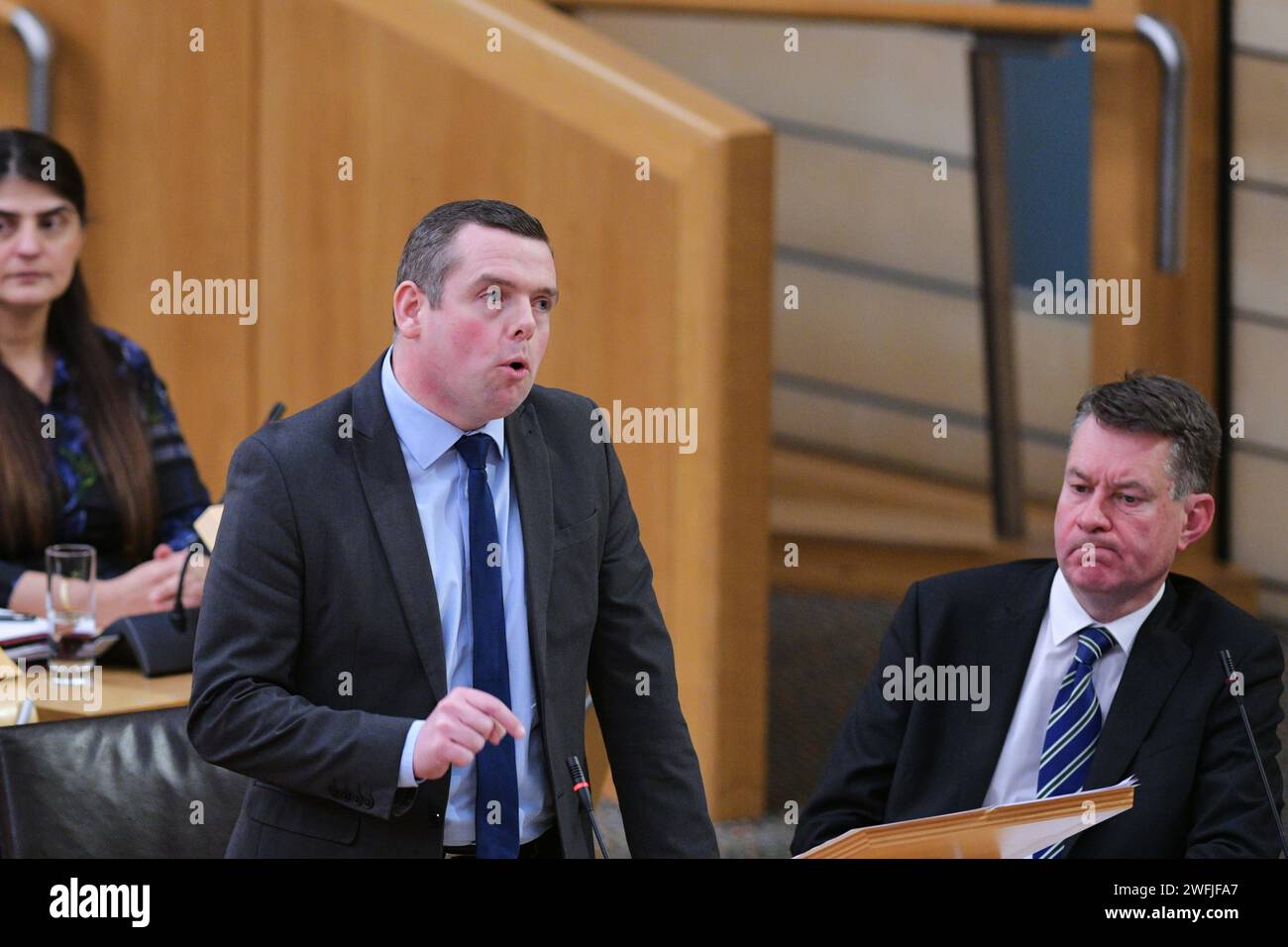 Edinburgh Scotland, UK 31 January 2024 Douglas Ross MSP speaks at ...