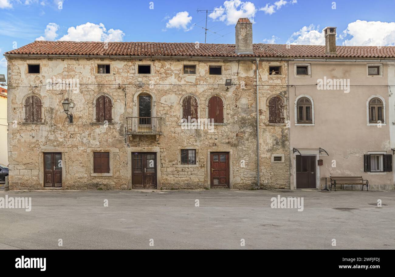 View of an old multi-storey apartment building in need of renovation ...