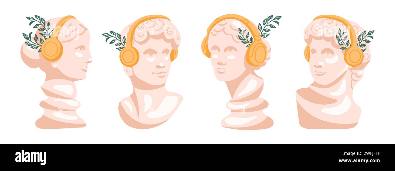 Greek statues with modern headphones Stock Vector Image & Art - Alamy