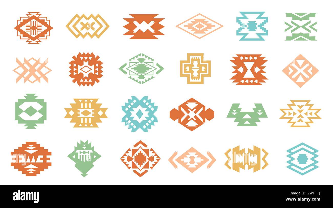 Aztec Navajo Shapes Set Southwestern Art Symbols Stock Vector Image ...