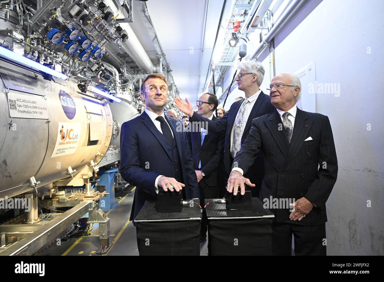Lund, Sweden. 31st Jan, 2024. French President Emmanuel Macron and King ...