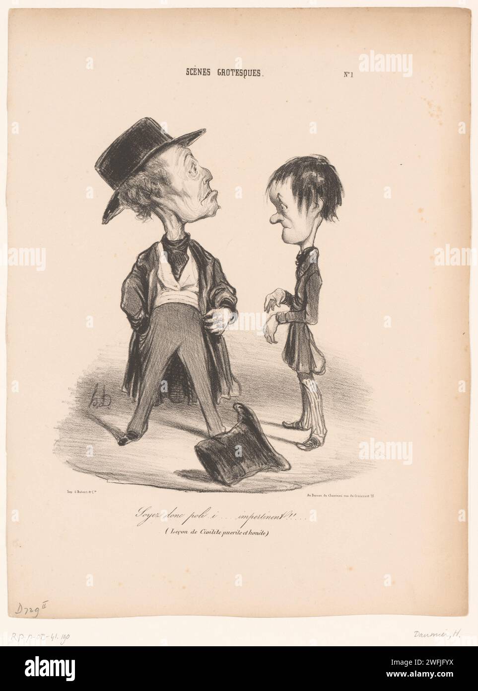 Caricature of a brutal and a polite man, Honoré Daumier, 1839 Paris ...