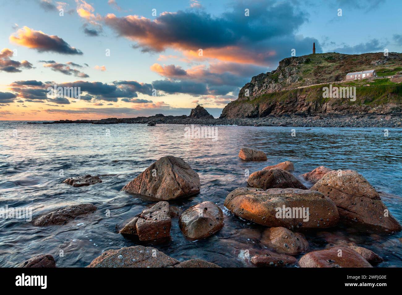 Cape Cornwall; Sunset; Cornwall; UK Stock Photo - Alamy