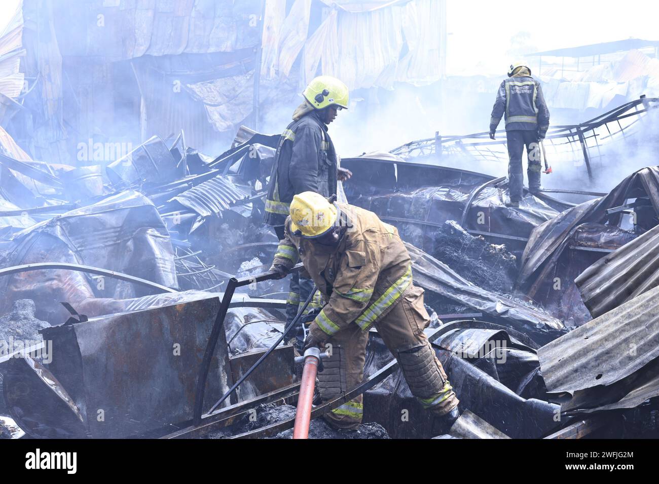 Nairobi, Kenya. 31st Jan, 2024. Firefighter from Nairobi City county ...