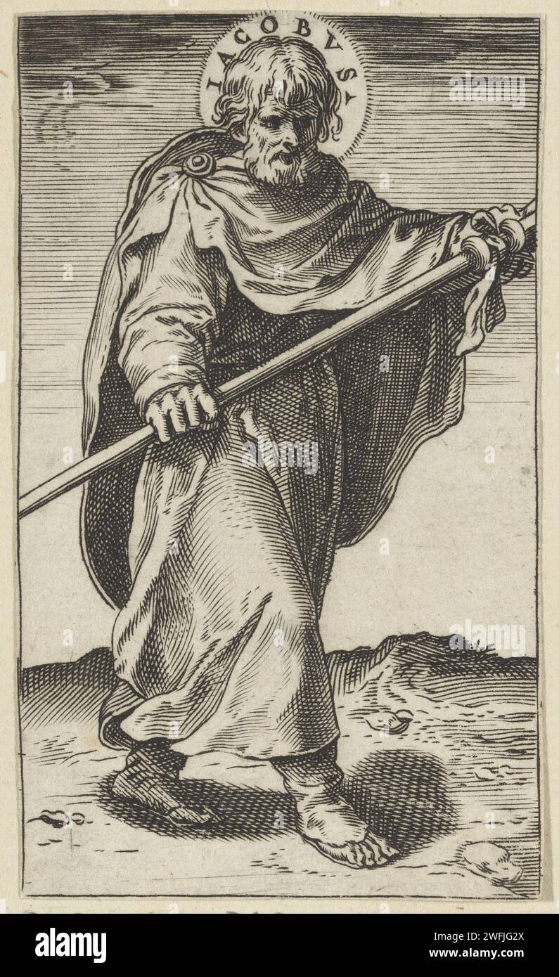 Apostle Jakobus the superior with a staff, Agostino Carracci, 1583 ...