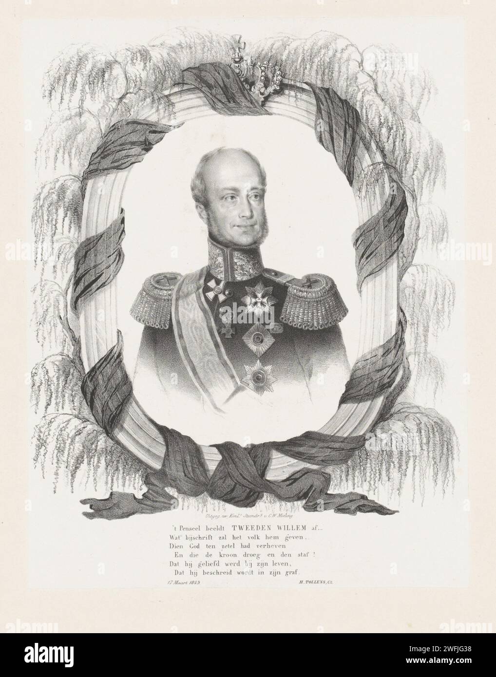 Portrait of Willem II, King of the Netherlands, 1849 print Portrait of ...