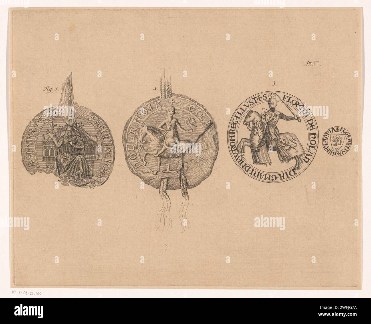 Three big stamps and a small, Pieter de Mare, 1768 - 1796 print Leiden ...
