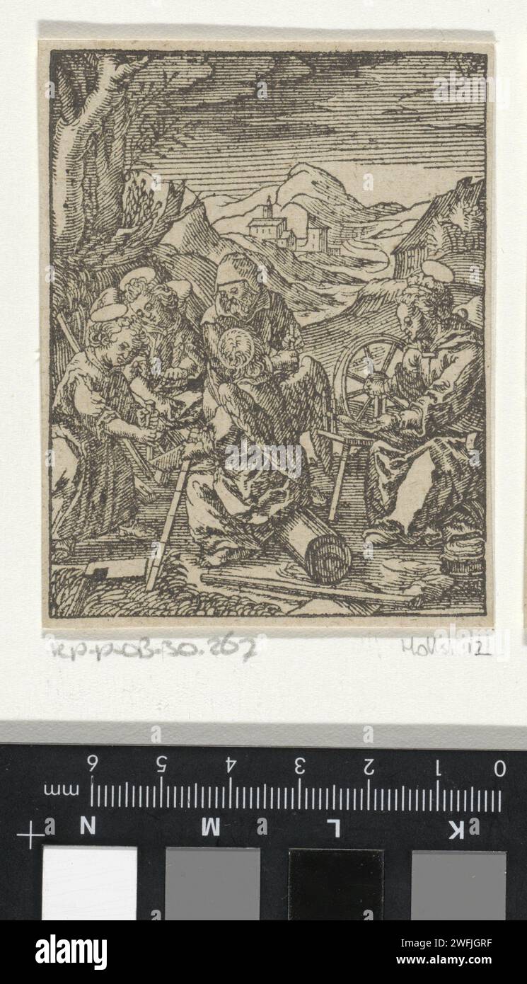 Christkind saws a tree trunk, Christoffel van Sichem (II), After ...