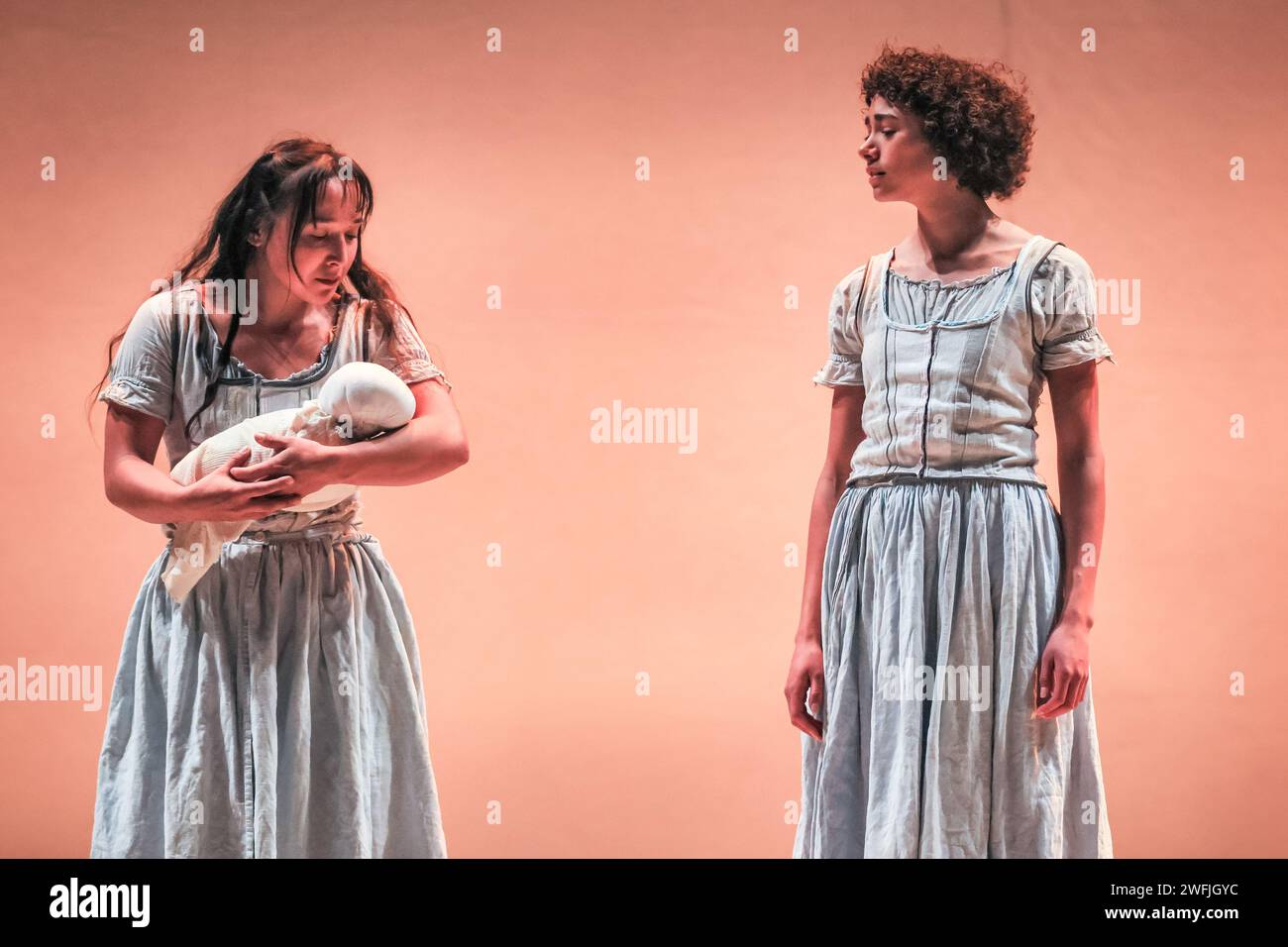 London, UK 31st Jan 2024. The ensemble of performers in a scene. Ockham ...