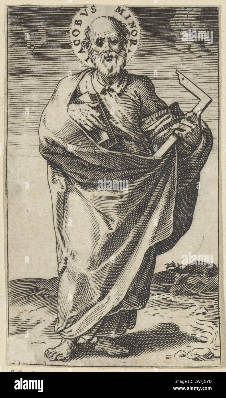 Apostle Jakobus the lesser with book and square, Agostino Carracci ...