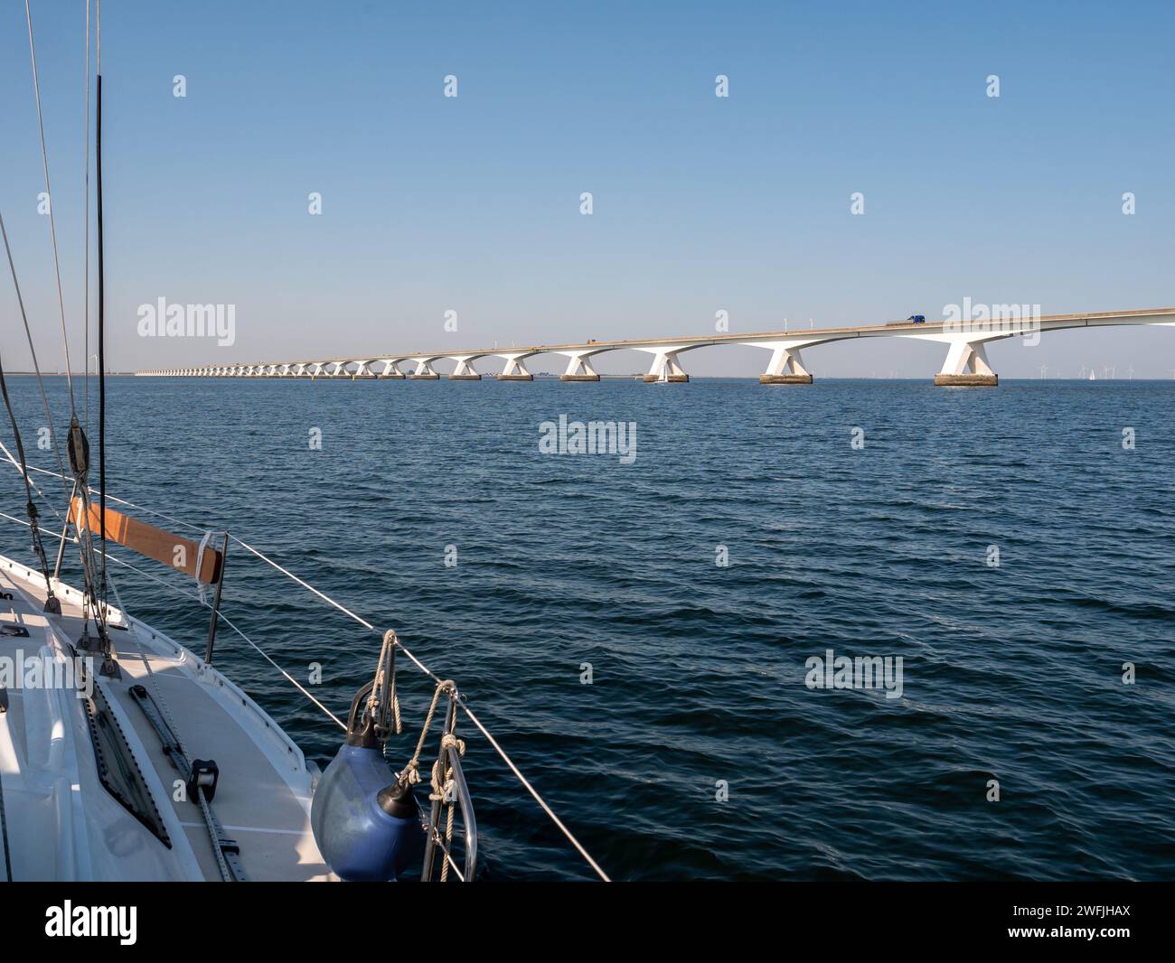 Eastern Scheldt Bridge from sailboat, Eastern Scheldt, Zeeland ...