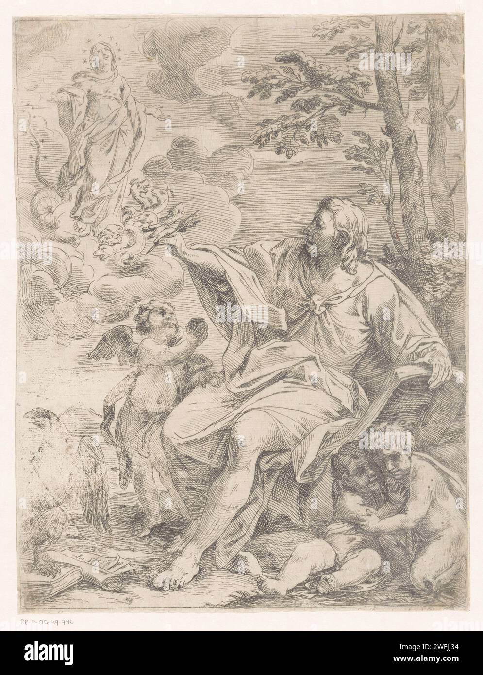Johannes de Evangelist on Patmos, Anonymous, 1600 - 1699 print Johannes ...