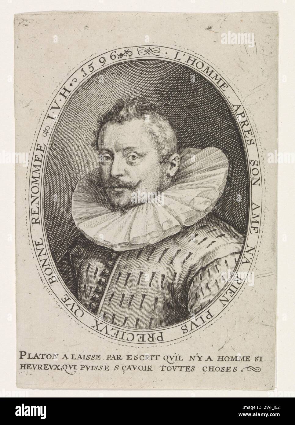 Portrait of Jan van Hout, Anonymous, 1596 print Portrait of the Leiden ...