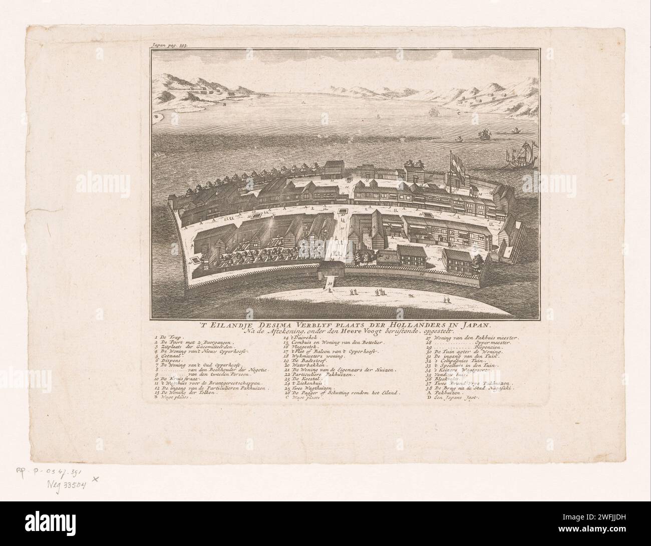 Face in a nutshell perspective on Dejima, Anonymous, 1729 print Under ...