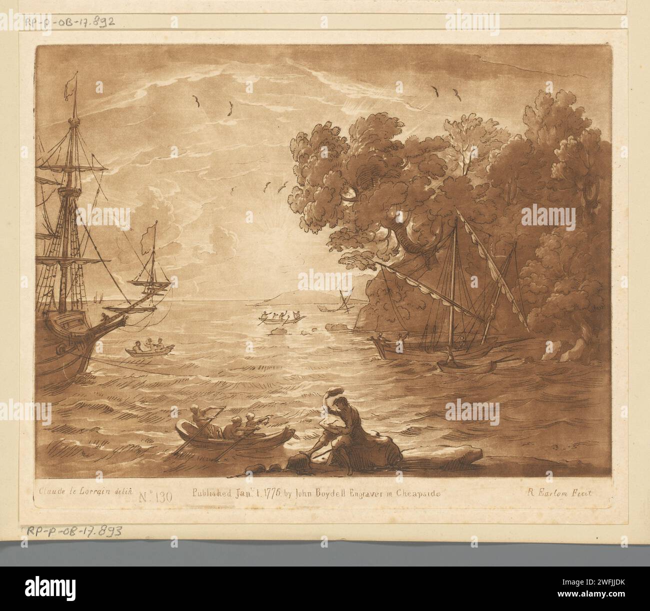 Seascape with draftsman sitting on the coast, Richard Earlom, After ...