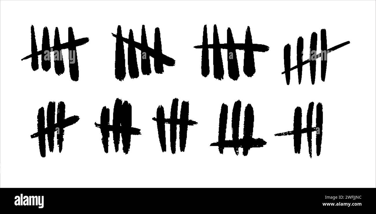 Set of vector grunge icons. Tally marks on wall Stock Vector Image ...