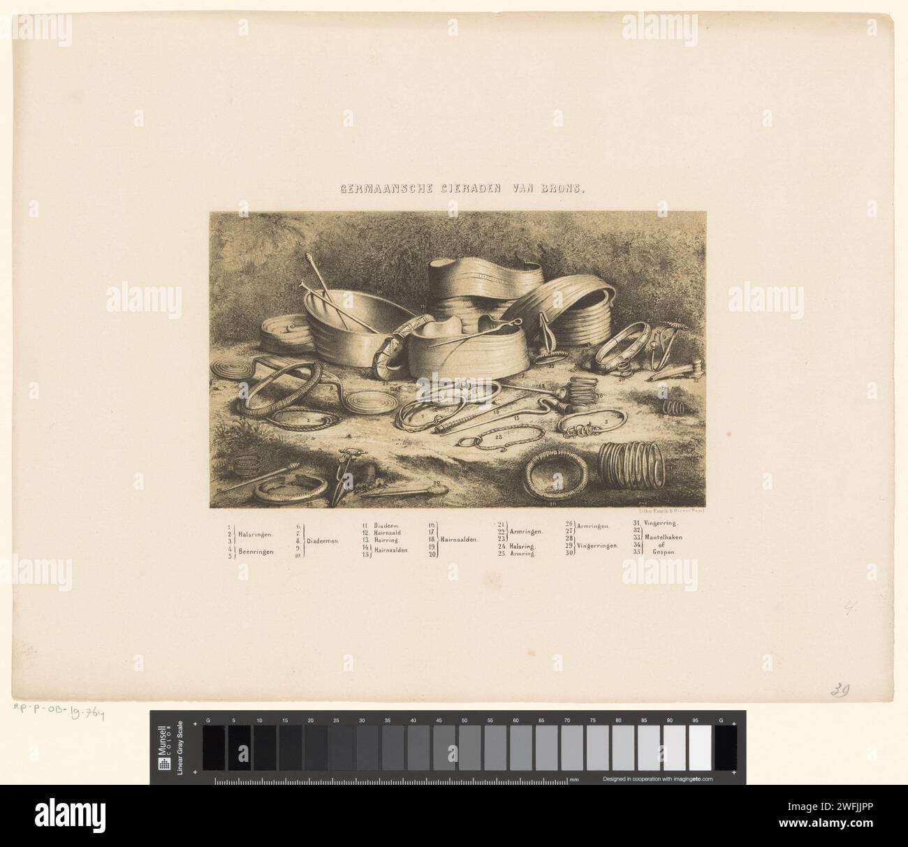 Germanic bronze jewelry, Unknown, 1859 - 1864 print The jewelry is ...