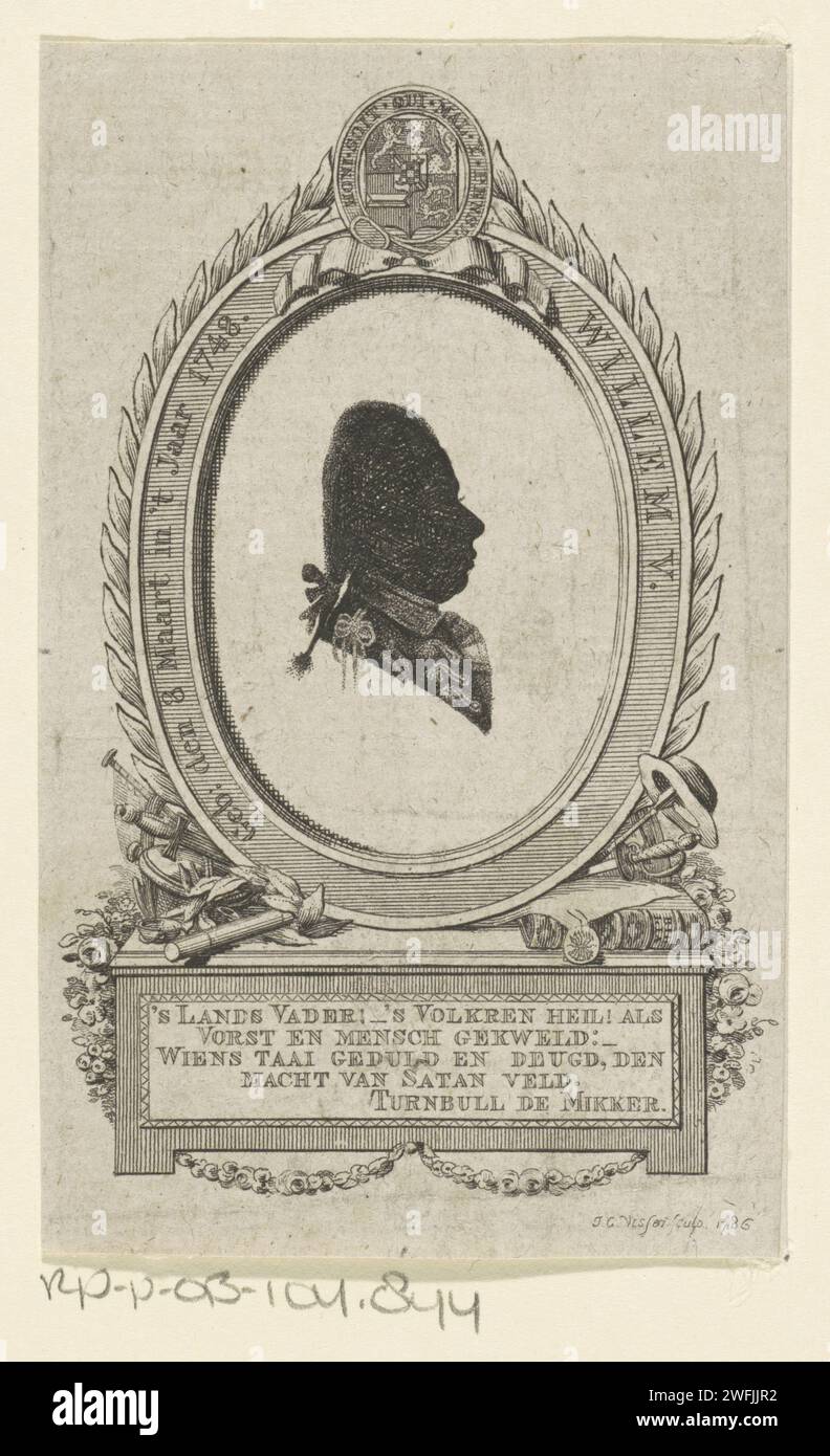 Silhouette portrait of Willem V, Prince of Oranje-Nassau, Jan Gerritsz ...